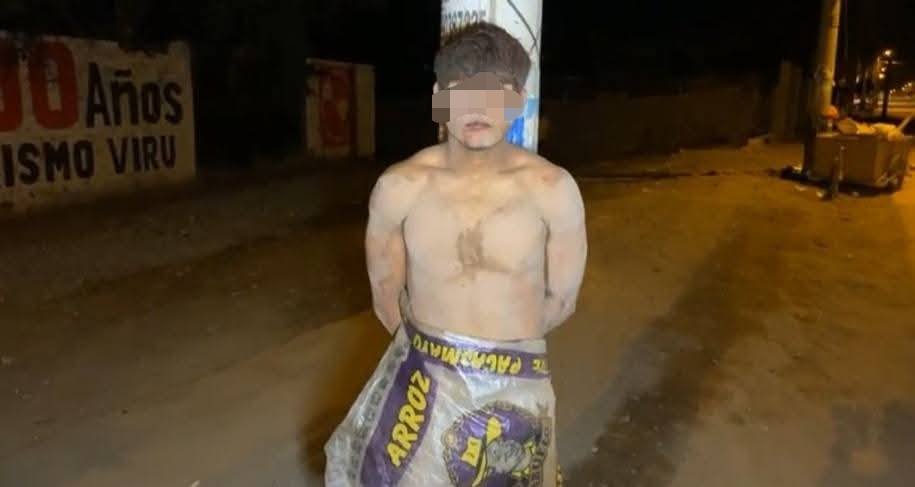 Presunto ladrón es desnudado y amarrado a un poste en Virú - CAUSA JUSTA